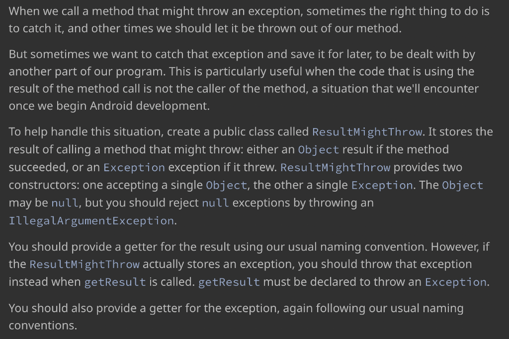 Solved When we call a method that might throw an exception, | Chegg.com