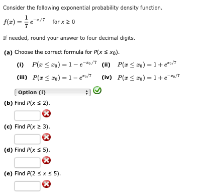 Solved Consider the following exponential probability | Chegg.com