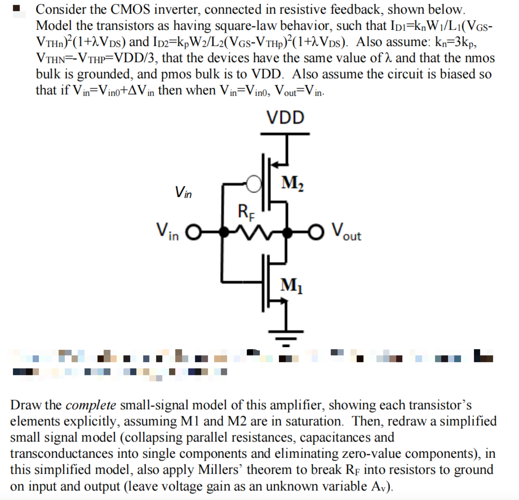 Consider the CMOS inverter, connected in resistive | Chegg.com