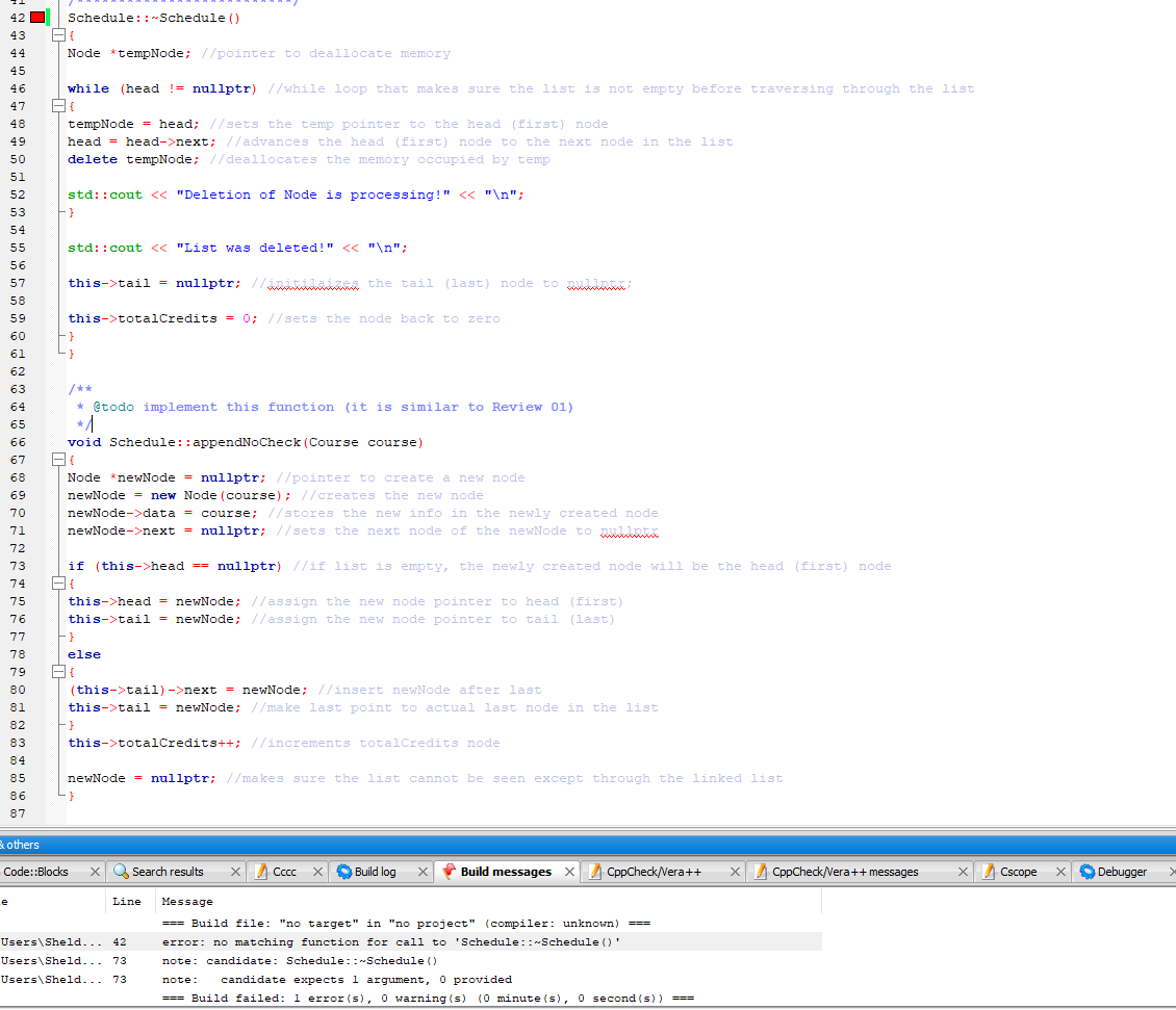 What's causing this issue? The deconstructor is | Chegg.com