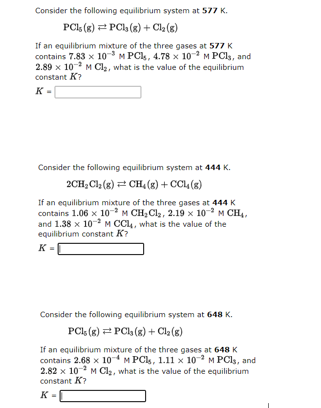 Solved Consider the following equilibrium system at 577 K. | Chegg.com
