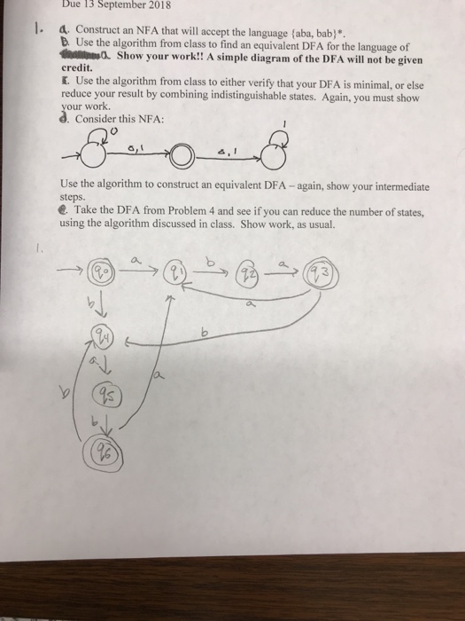 Solved Due 13 September 2018 A Construct An Nfa That Will 2162