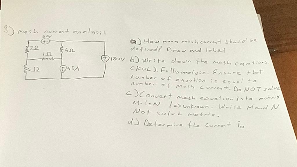 Solved 3) mesh current analus: e a) How many mosh current | Chegg.com