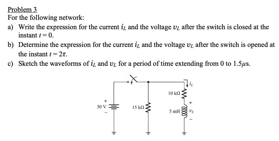 Solved Problem 3 For the following network: a) Write the | Chegg.com