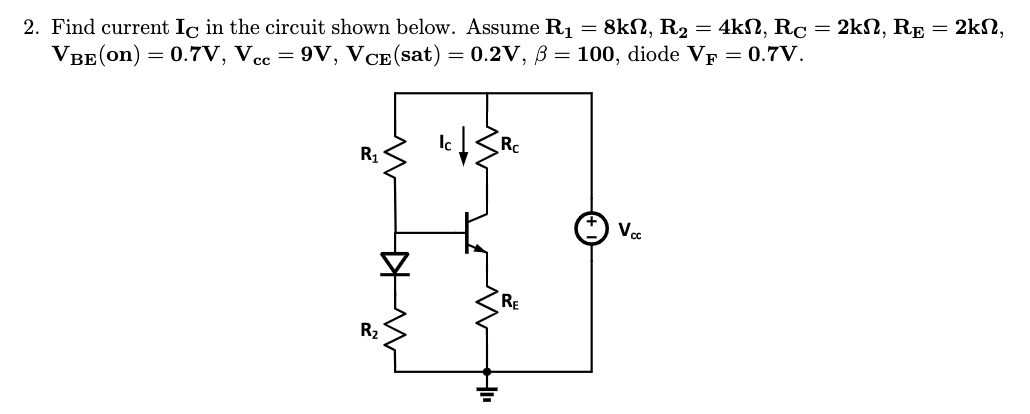 Solved 1. Compute current Ic, voltages V1,V2 in the circuit | Chegg.com