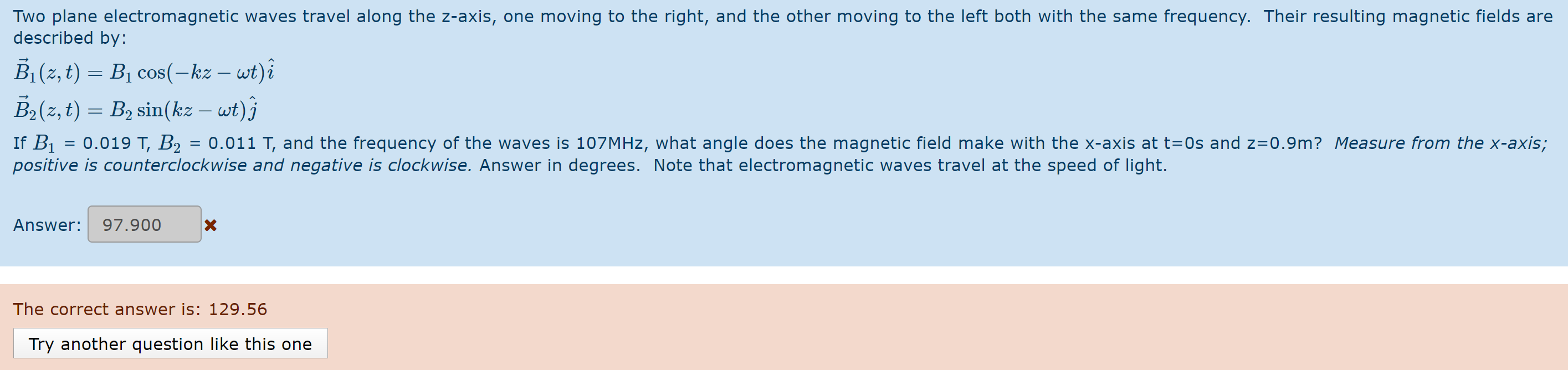 Solved Two plane electromagnetic waves travel along the | Chegg.com