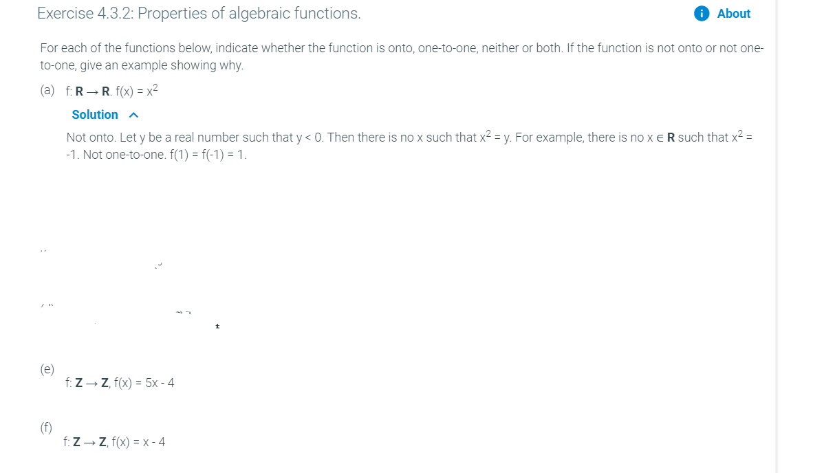 Solved Exercise 4.3.2: Properties of algebraic functions. | Chegg.com