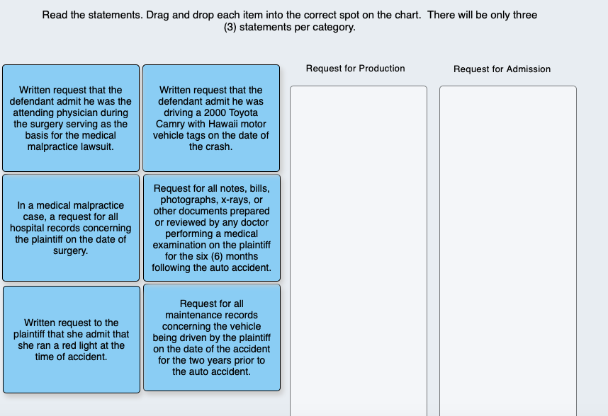 Read the statements. Drag and drop each item into the | Chegg.com