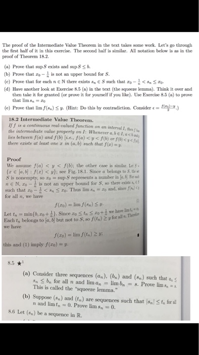 Solved The proof of the Intermediate Value Theorem in the | Chegg.com