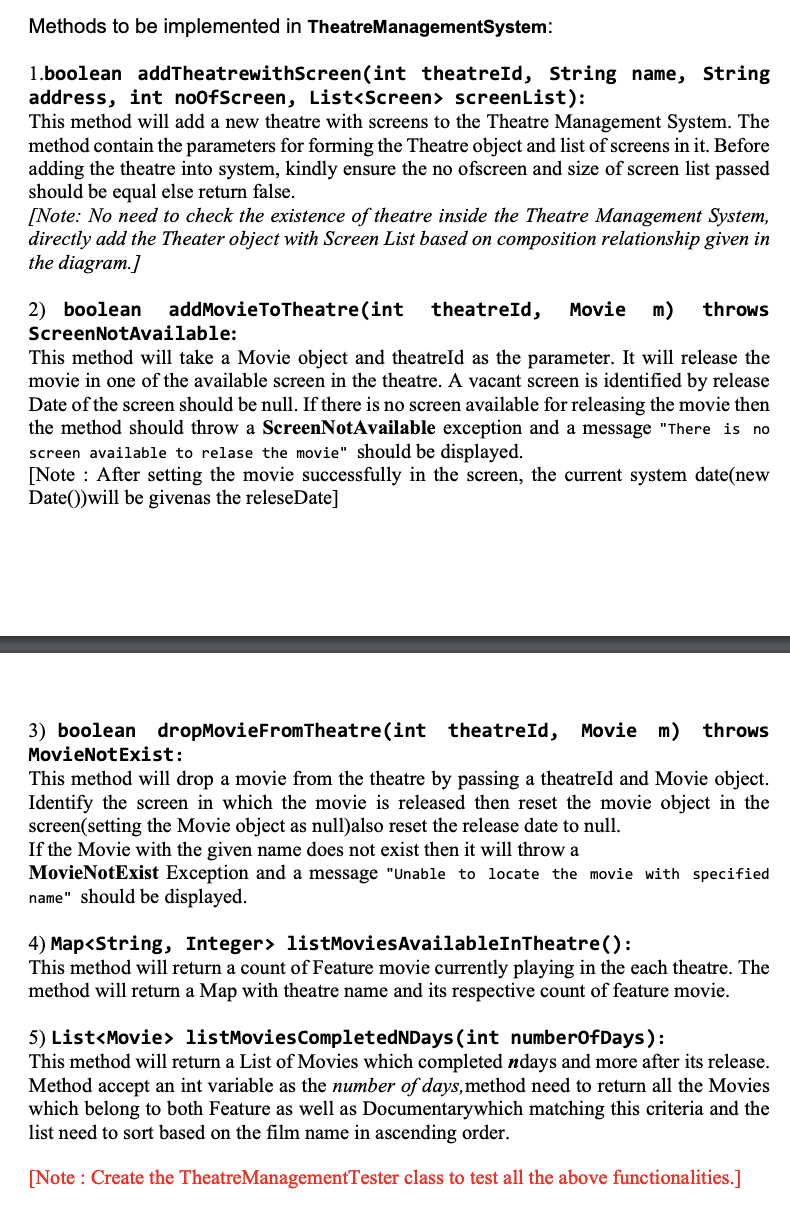 Solved TheatreManagementSystem is an application used to | Chegg.com