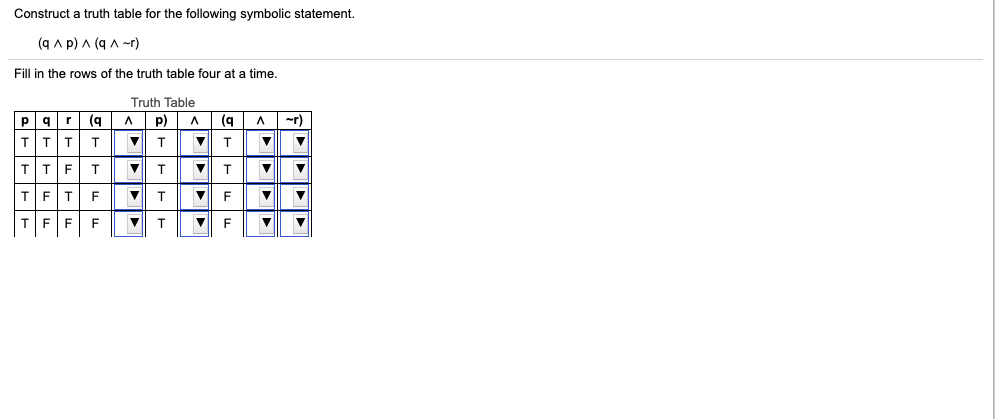 Solved Construct a truth table for the given statement. and | Chegg.com
