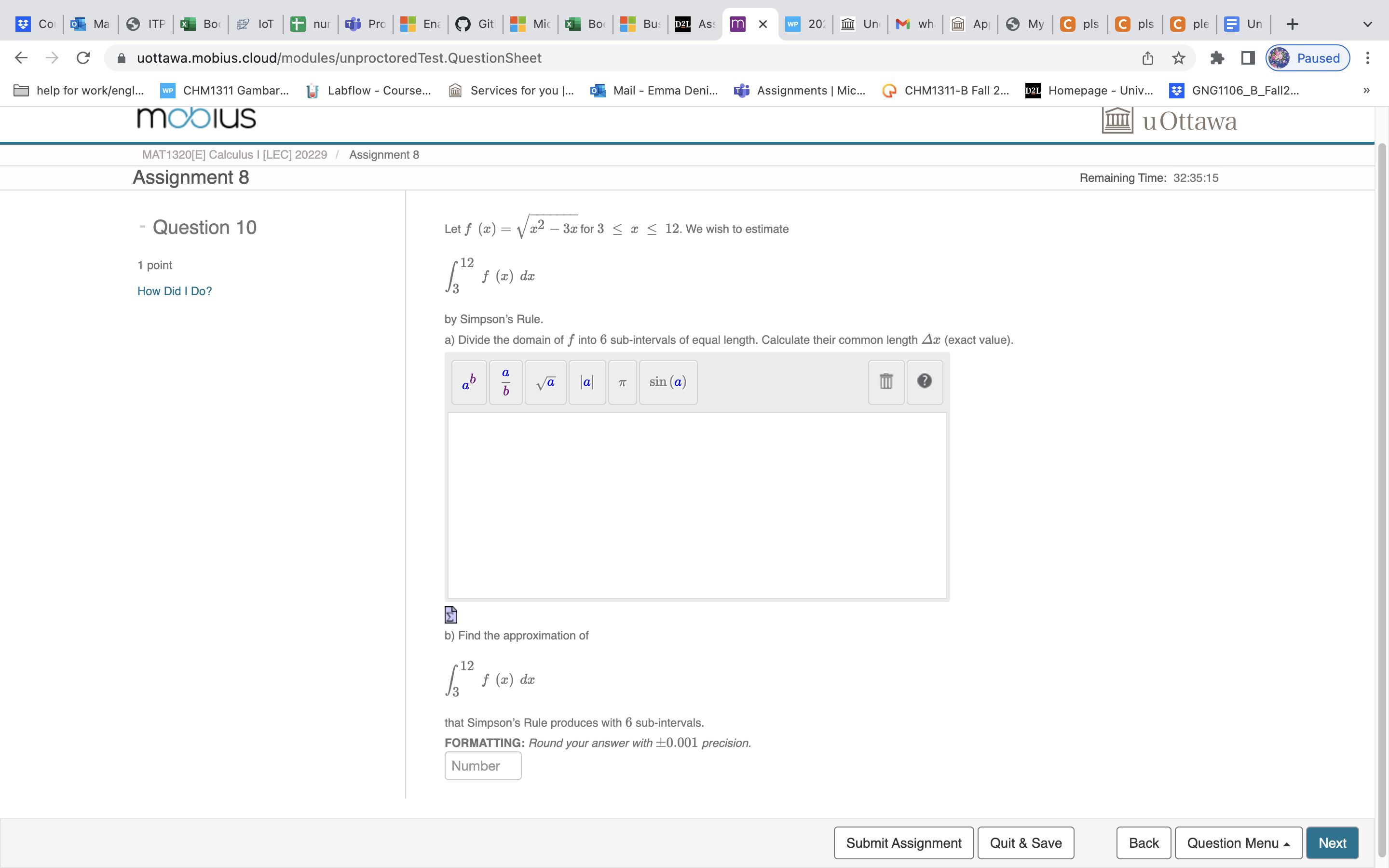 Solved Let F X X2−3x For 3≤x≤12 We Wish To Estimate