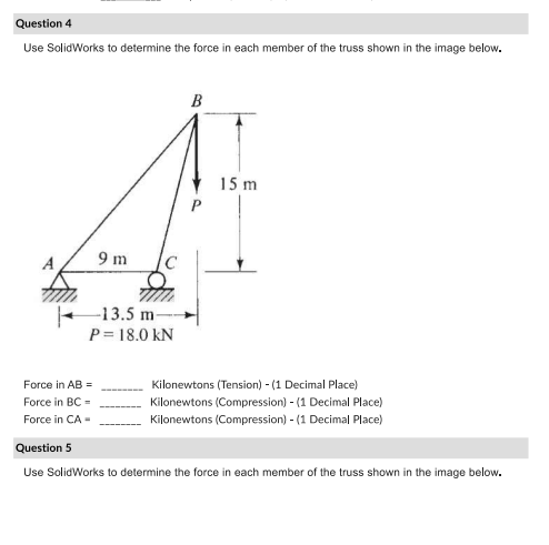 Use SolidWorks to determine the force in each member | Chegg.com