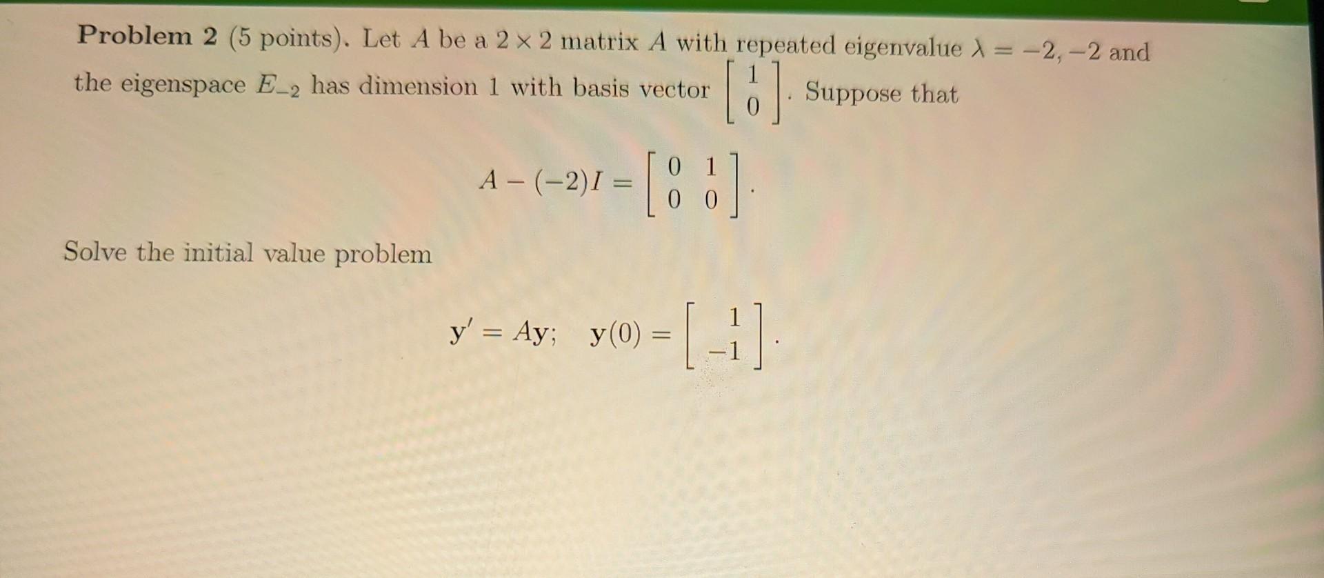 Solved Problem 2 5 Points Let A Be A 2×2 Matrix A With 
