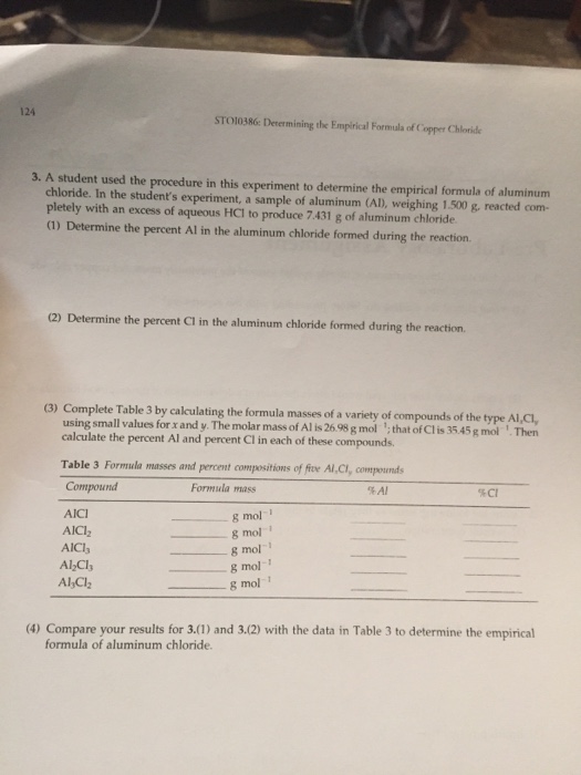 Solved A student used the procedure in this experiment to | Chegg.com