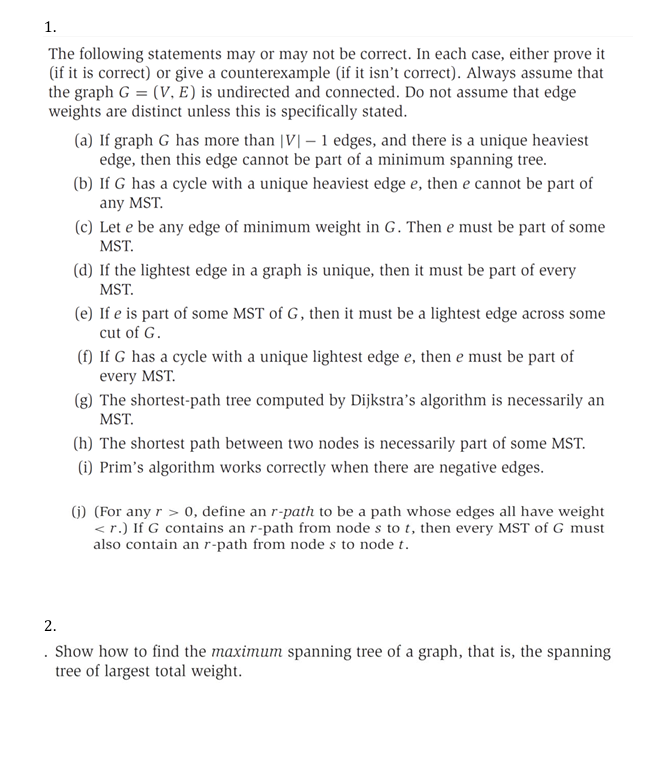 Solved by an EXPERT The following statements may or may not be correct ...