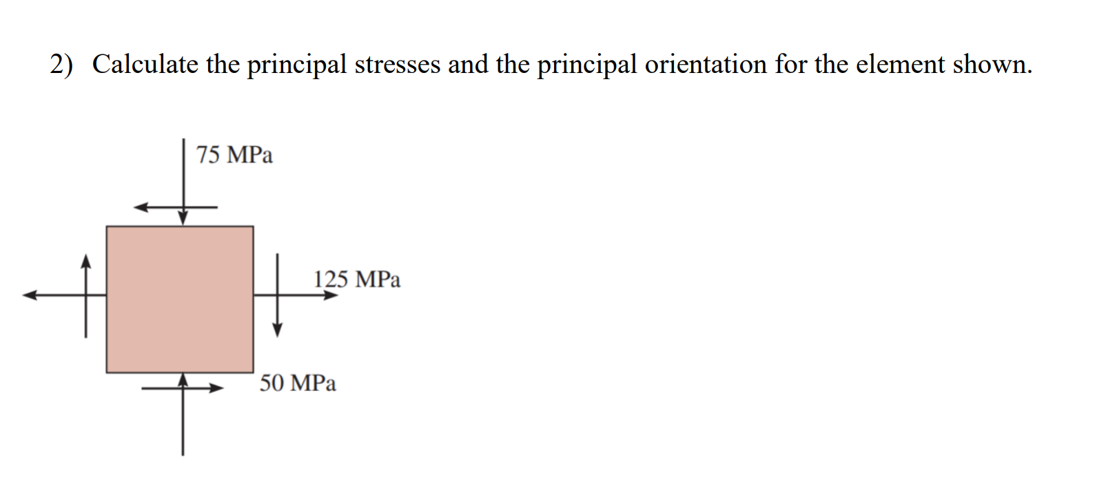 Solved 2) Calculate the principal stresses and the principal | Chegg.com