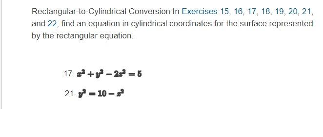 Solved Rectangular-to-Cylindrical Conversion In Exercises | Chegg.com