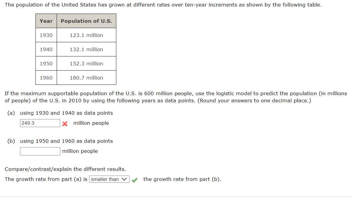Solved If the maximum supportable population of the U.S. is | Chegg.com
