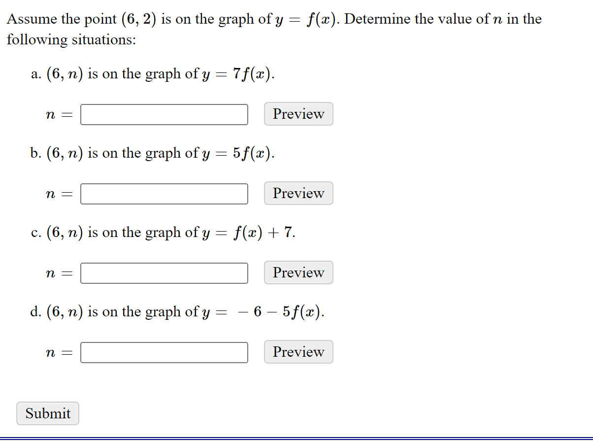 Solved Assume the point ( 6 , 2 ) is on the graph of y = f ( | Chegg.com
