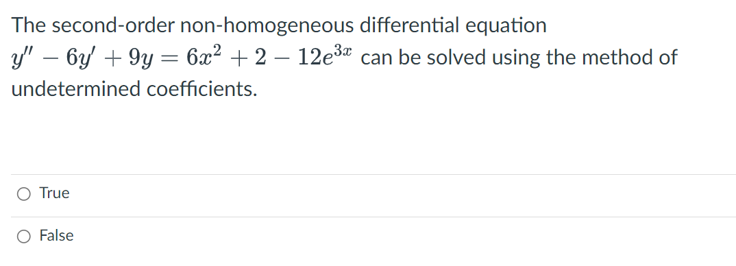 Solved The second-order non-homogeneous differential | Chegg.com