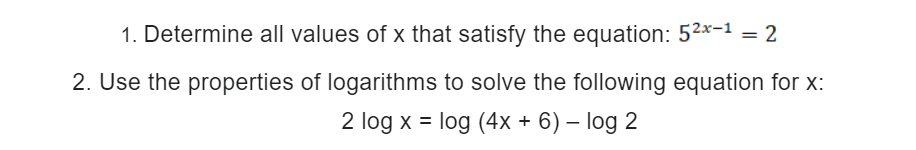 Solved 1. Determine all values of x that satisfy the | Chegg.com