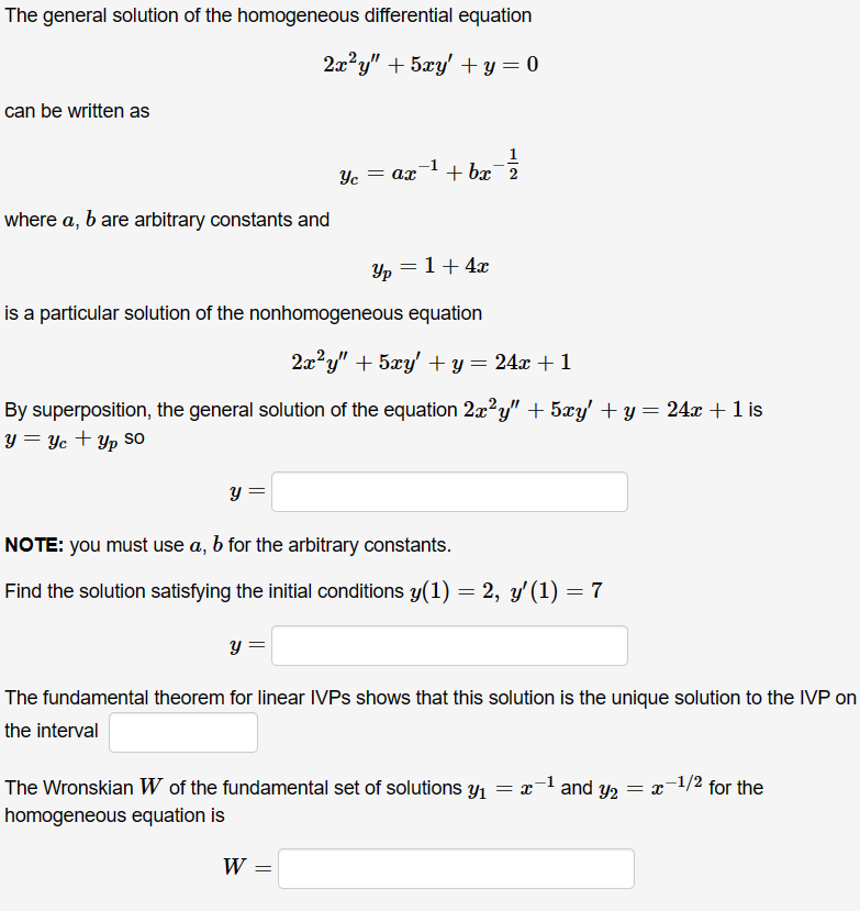 Solved The general solution of the homogeneous differential | Chegg.com