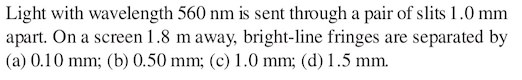 Solved Light with wavelength 560 nm is sent through a pair | Chegg.com