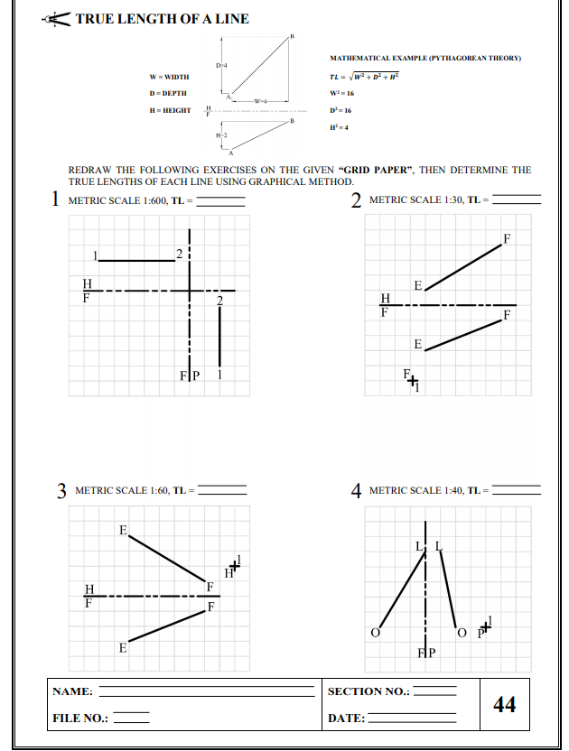 Solved TRUE LENGTH OF A LINE MATHEMATICAL EXAMPLE | Chegg.com