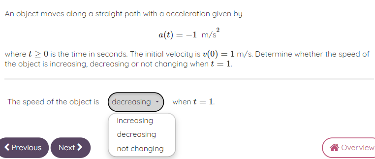 Solved An object moves along a straight path with a | Chegg.com
