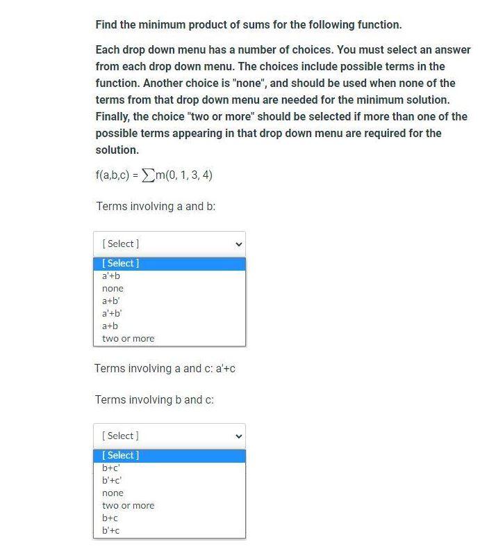 Solved Please find the minimum product of sums for the | Chegg.com