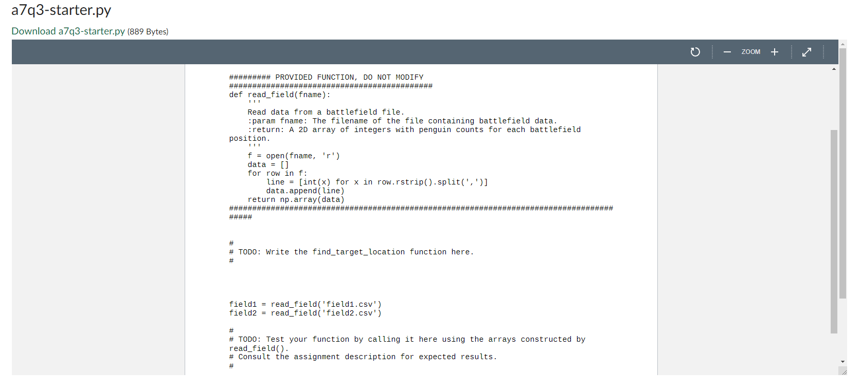Solved a7q3-starter.py Download a7q3-starter.py (889 Bytes) | Chegg.com
