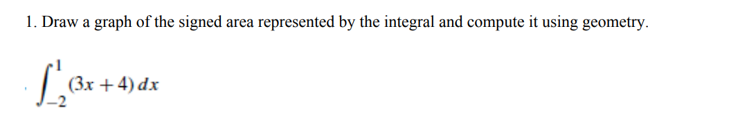 Solved 1. Draw a graph of the signed area represented by the | Chegg.com