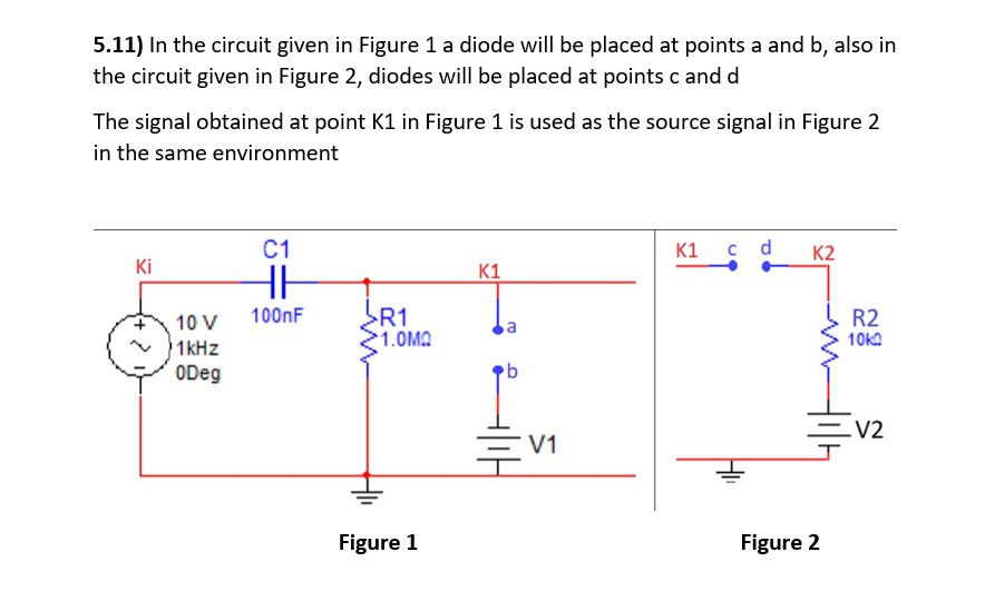 5.11) In the circuit given in Figure 1 a diode will | Chegg.com