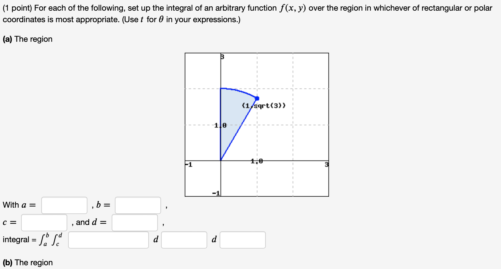 Solved (1 point) For each of the following, set up the | Chegg.com