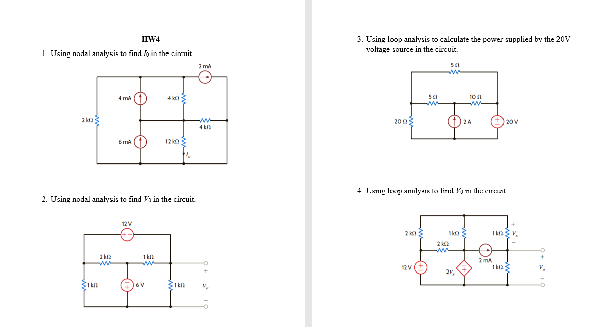 Solved HW4 3. Using loop analysis to calculate the power | Chegg.com