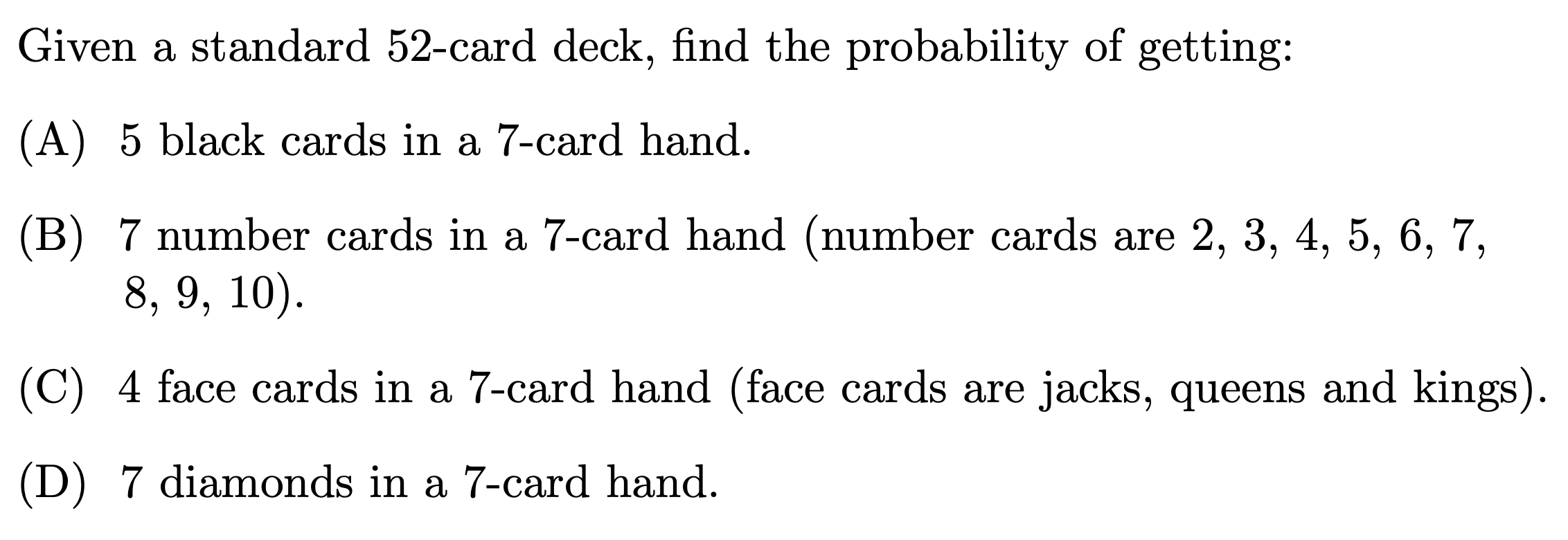 Solved Given a standard 52-card deck, find the probability | Chegg.com