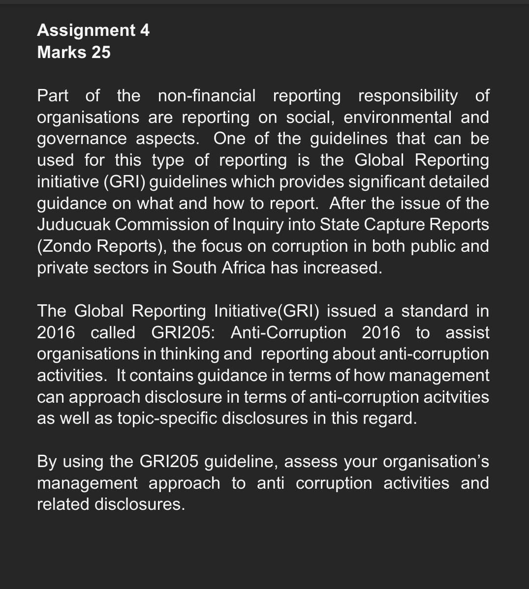 Solved Marks 25 Part of the non-financial reporting | Chegg.com