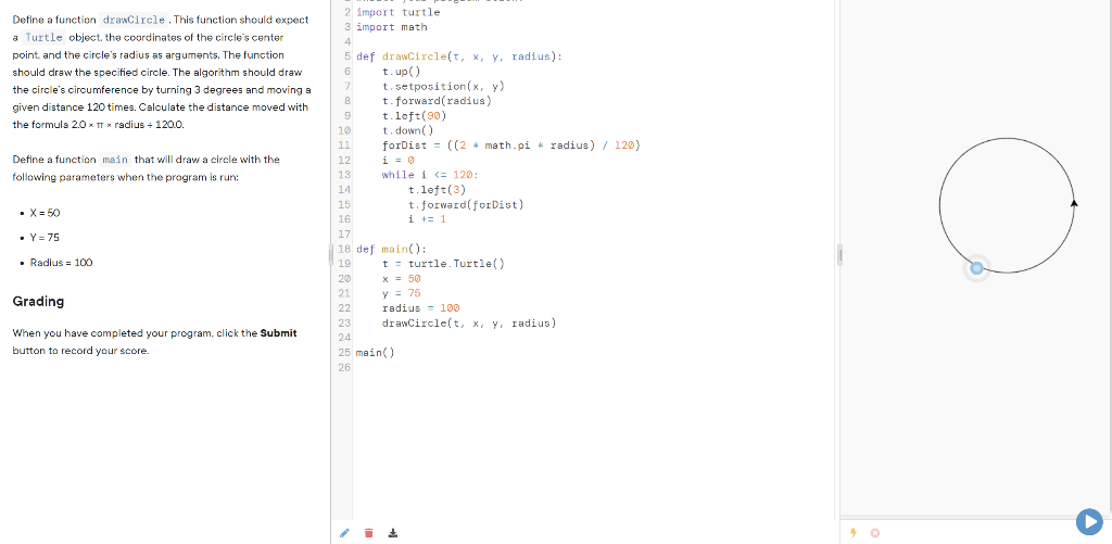 Solved Define a function drawCircle. This function should | Chegg.com