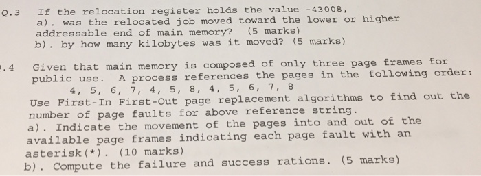 Solved Q.3 If the relocation register holds the value | Chegg.com