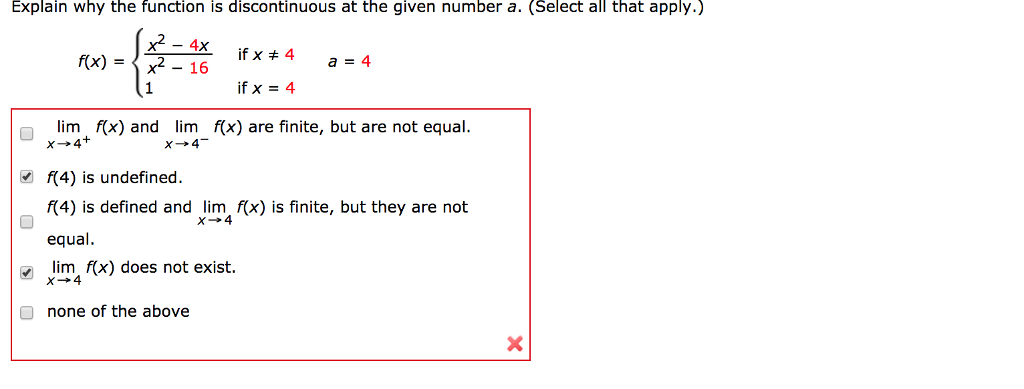 Solved Explain why the function is discontinuous at the | Chegg.com