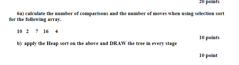 Solved 20 ﻿points6a) ﻿calculate the number of comparisons | Chegg.com