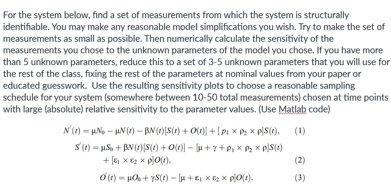 Solved For the system below, find a set of measurements from | Chegg.com