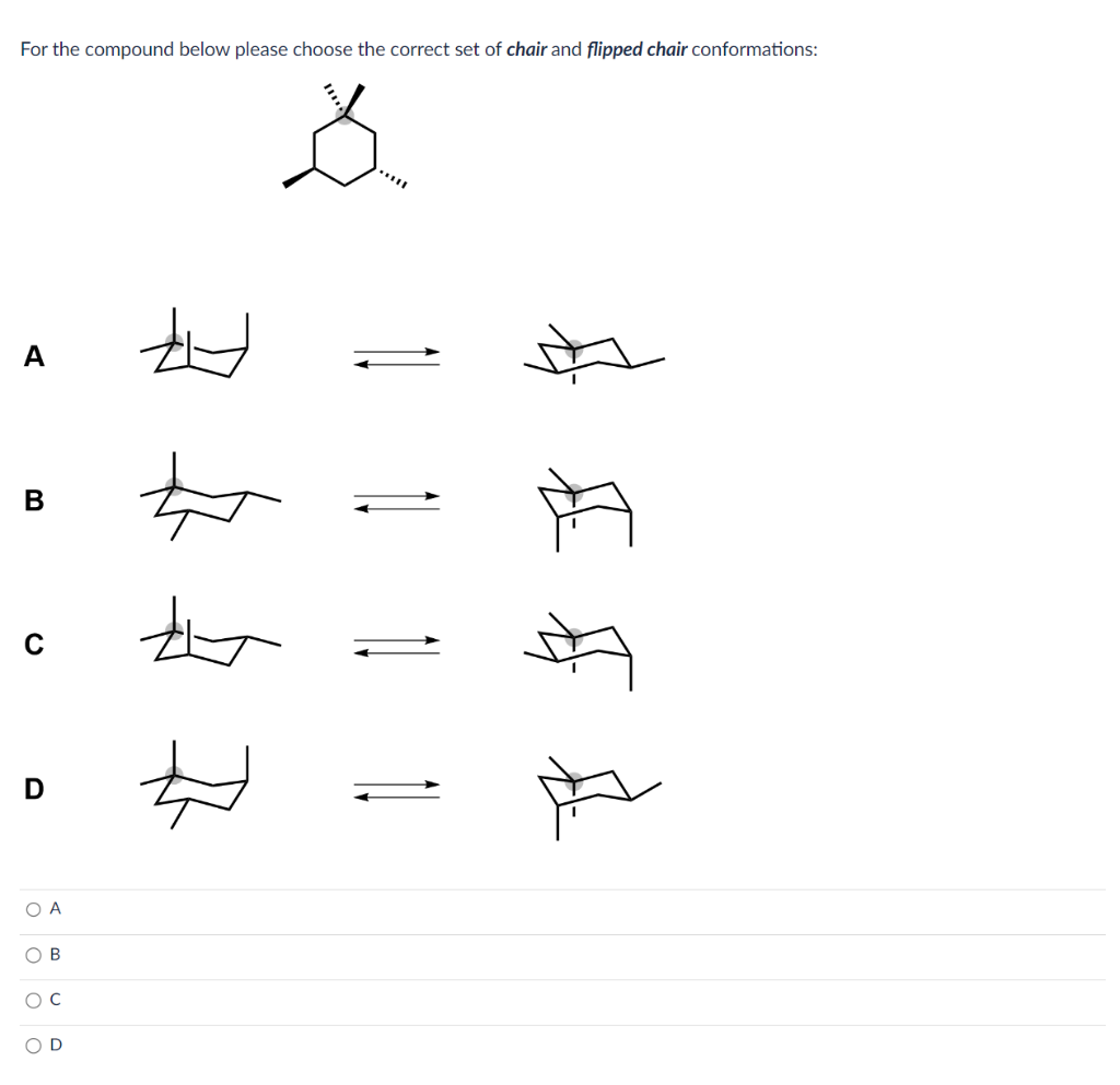 Solved For the compound below please choose the correct set | Chegg.com