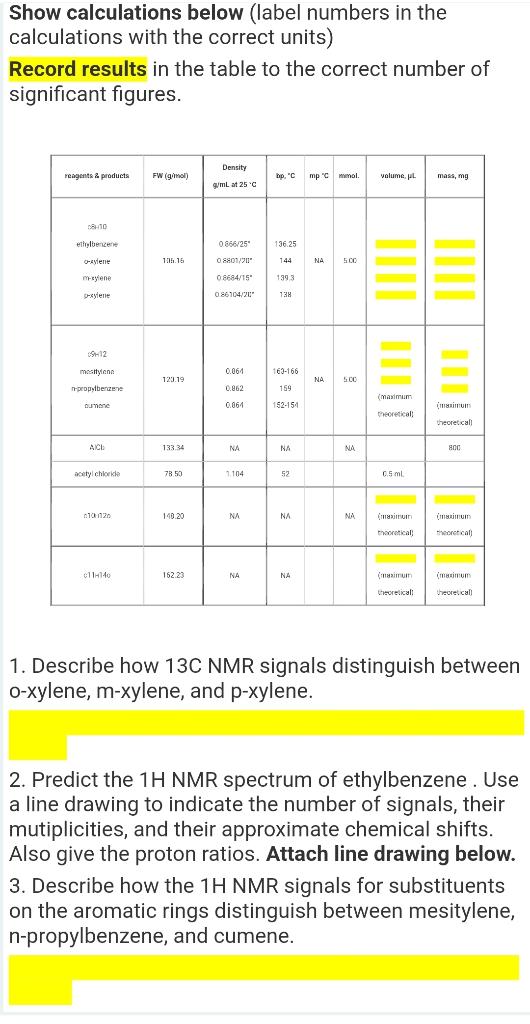 Solved Show calculations and insert line drawing of the 1H | Chegg.com