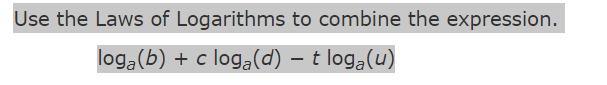 Solved Use the Laws of Logarithms to combine the expression. | Chegg.com