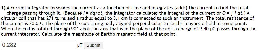Solved 1) A current integrator measures the current as a | Chegg.com