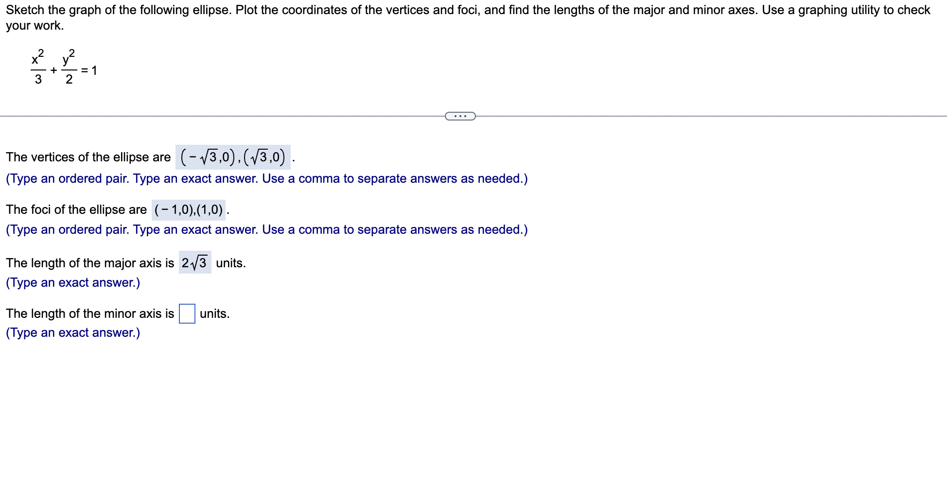 Solved Sketch The Graph Of The Following Ellipse Plot The 