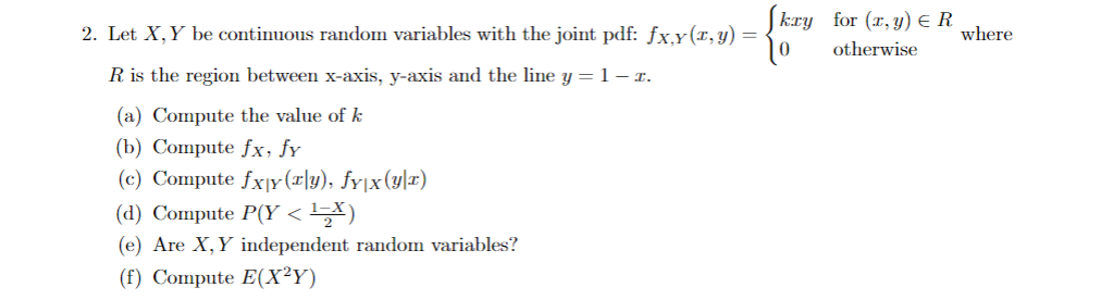 Solved Let x,Y ﻿be continuous random variables with the | Chegg.com