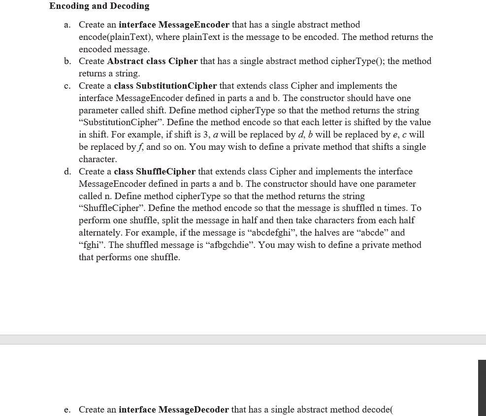 Encoding and Decoding a. Create an interface | Chegg.com